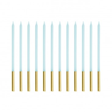Candle set blue and gold, 12 pcs, PartyDeco
