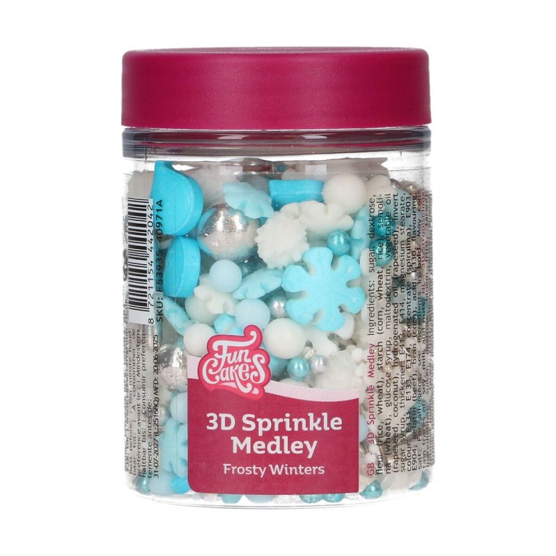 FunCakes 3D Sprinkle Medley Frosty Winters 70 g – Winter Sprinkles